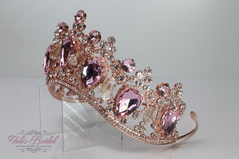 FAST SHIPPING Rose Gold Wedding Tiara With Pearls Crystal - Etsy
