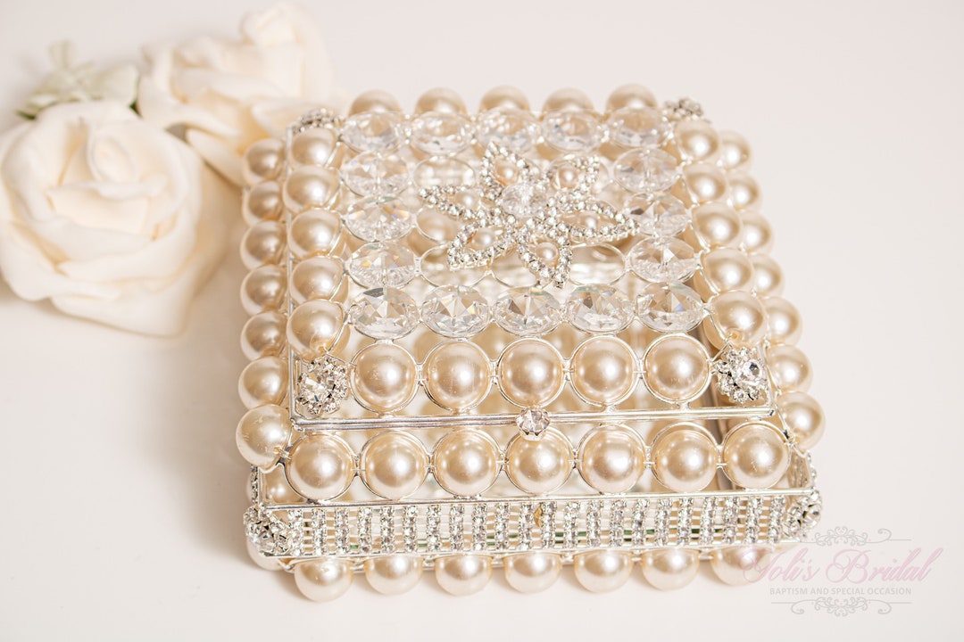 FAST SHIPPING!!! Beautiful Silver Jewelry Box, Wedding Ring Box, Square ...