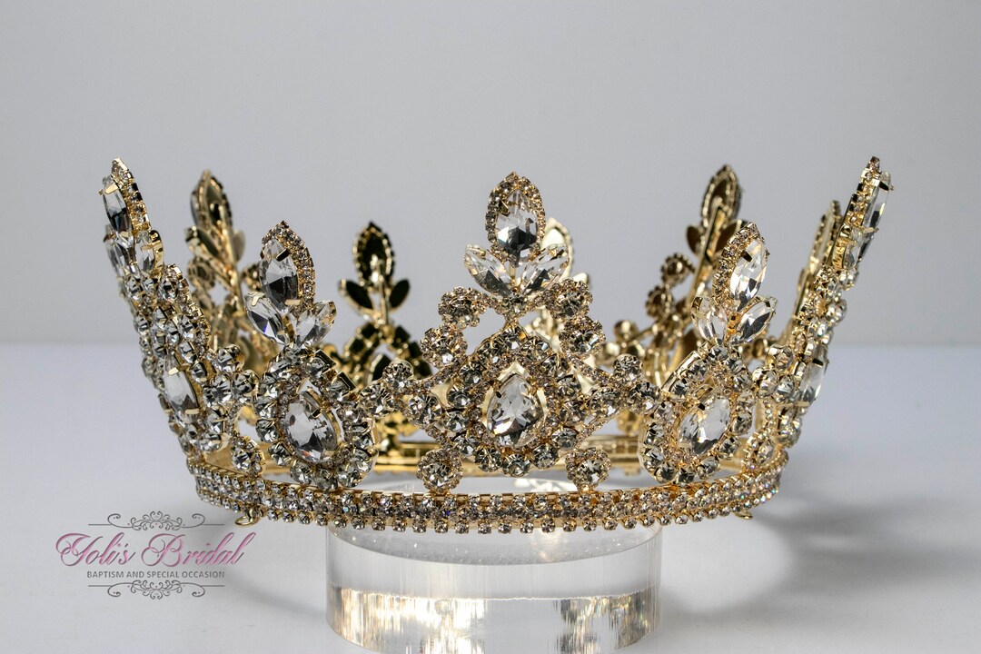 FAST SHIPPING Gold Round Crown W/ Leaves Shaped Spikes, Circular, Full ...