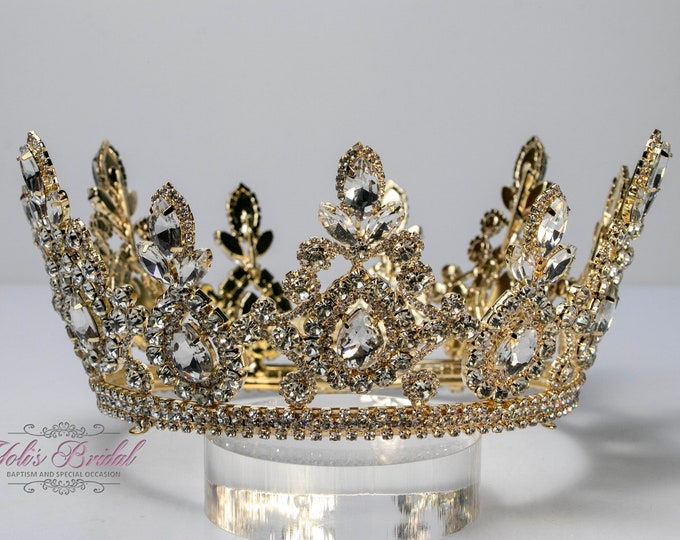 FAST SHIPPING!! Gold Round Crown W/ Leaves Shaped Spikes, Circular ...