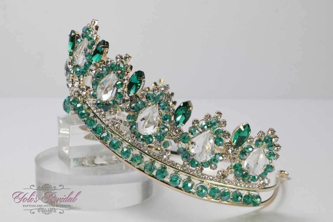FAST SHIPPING!!! Beautiful Gold Tiara With Jade Stones, Gold Tiara ...