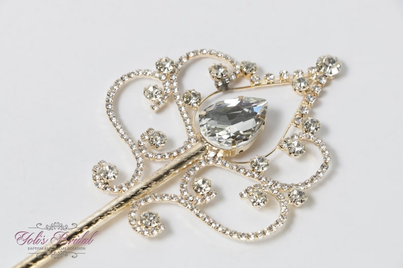 FAST SHIPPING!! Beautiful Gold Scepter, Crystal Scepter, Scepter, Gold ...