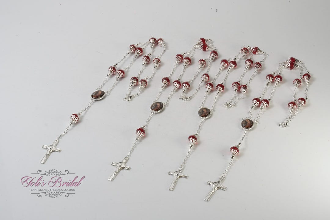 Silver Rosaries, Large Mini Rosaries, Christening Favor, Baptism ...
