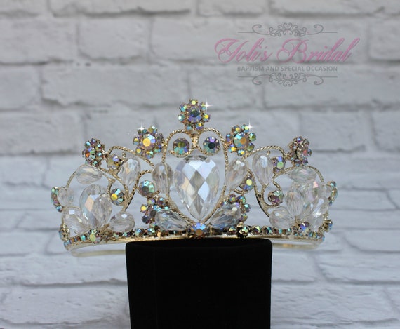 FAST SHIPPING Gold Sparkling Tiara Crystal Tiara Wedding - Etsy