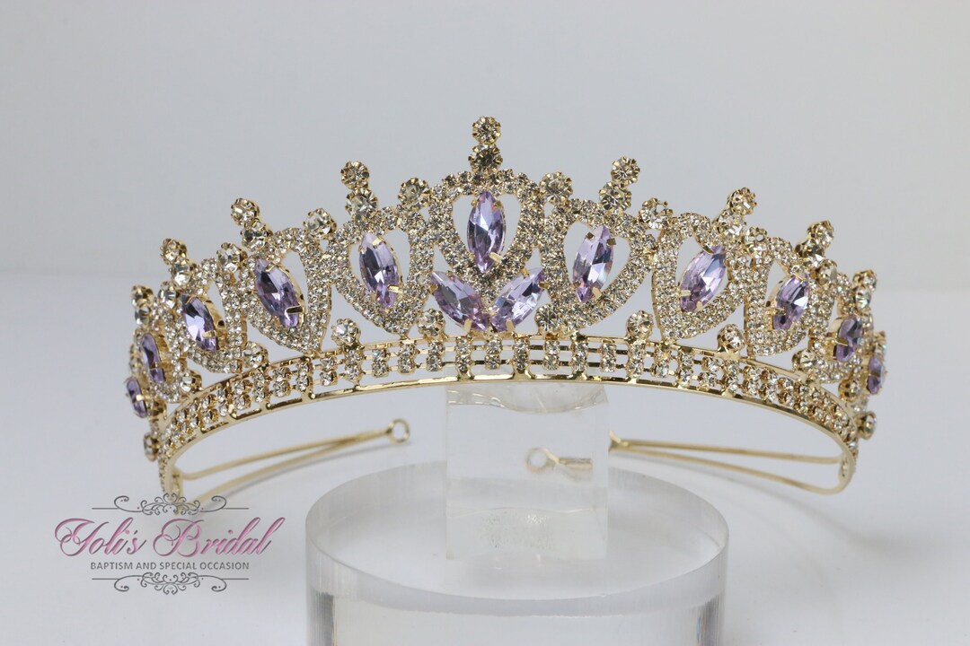 FAST SHIPPING!! Gold With Lilac Stones Tiara, Lilac Tiara, Bridal Crown ...