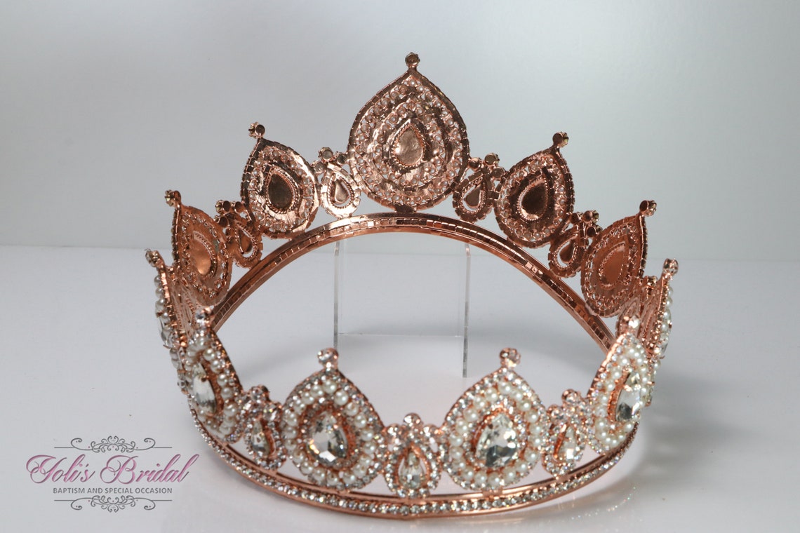 FAST SHIPPING!! Rose Gold Crown With Pearls, Gorgeous Gold Crystal ...