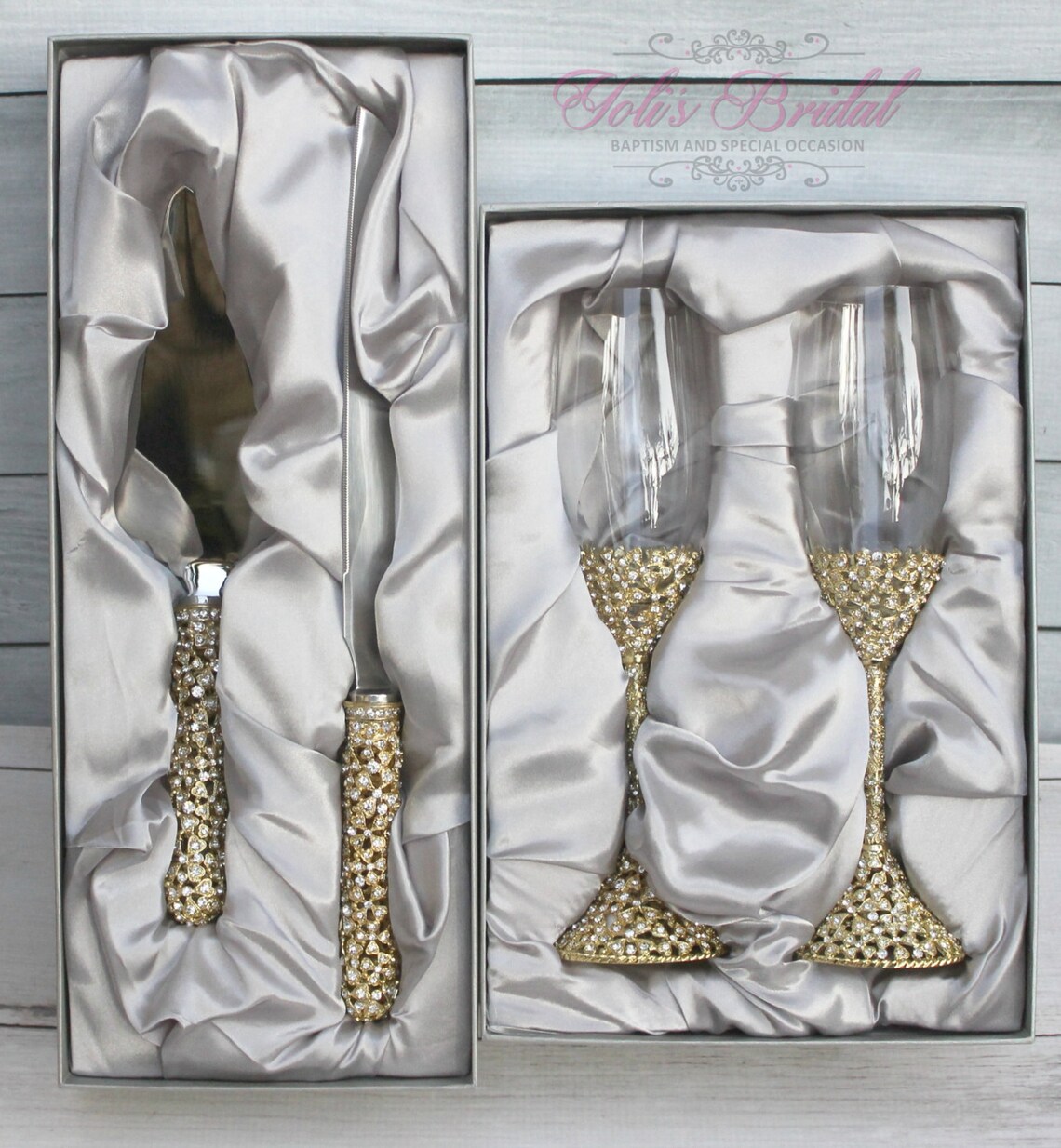 Swarovski Crystal Wedding Toast Set, Champagne Glasses, Wedding Tray ...