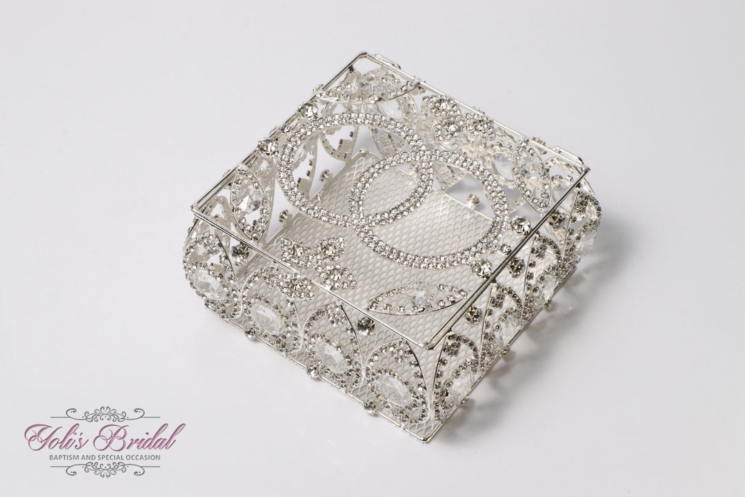 Silver Beautiful Wedding Box, Lasso Box, Crystal Box, Treasure Chest ...