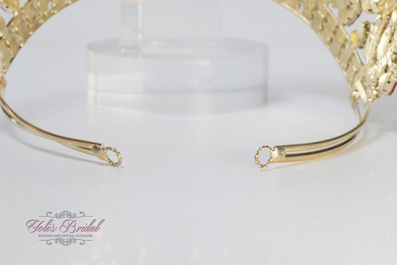 FAST SHIPPING!! Gold With Red Tiara, Gorgeous Gold Tiara, Gold Tiara ...
