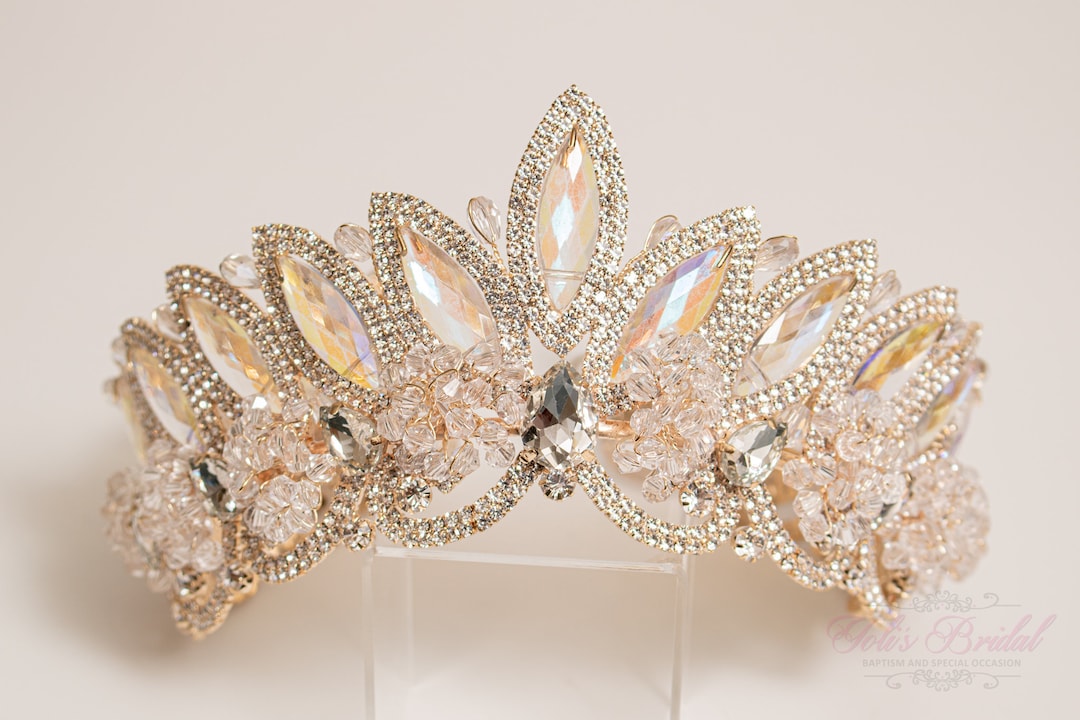 FAST SHIPPING!!! Gold Wedding Tiara, Gold Crystal Bridal Tiara, Wedding ...