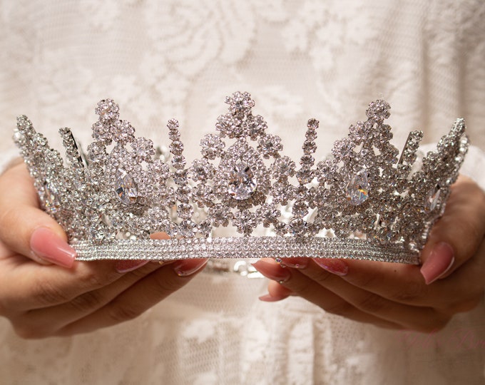 Art Deco Tiara, Ice Queen Tiara, Quinceanera Tiara Silver, Tiara for ...