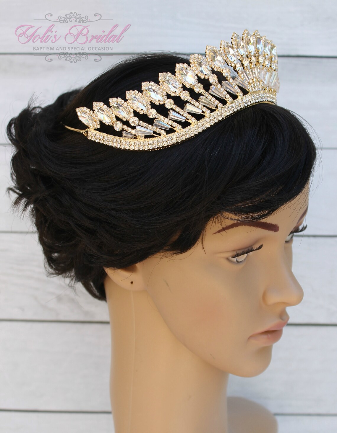 FAST SHIPPING Gold Sparkling Tiara Crystal Tiara Wedding - Etsy