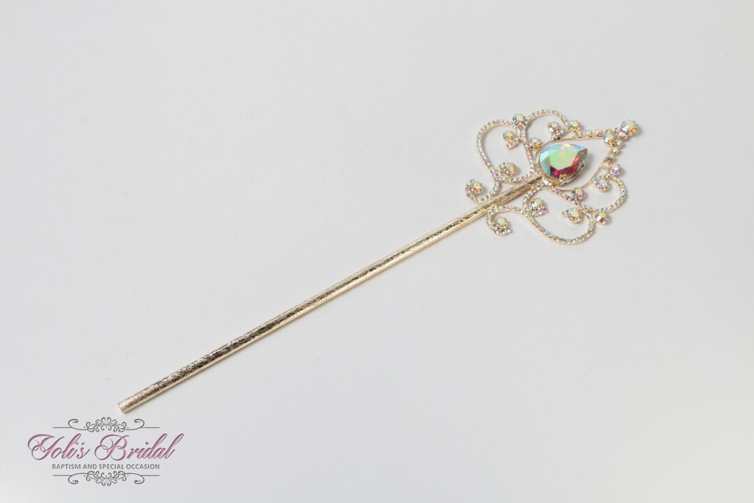 FAST SHIPPING!! Beautiful Gold Scepter With AB Stones, Crystal Scepter ...