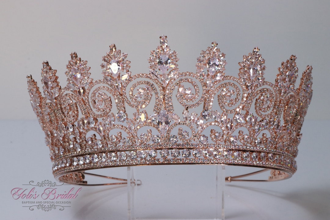 FAST Shipping!! Rose Gold Zirconia Tiara, Cristal Tiara, Wedding Tiara ...