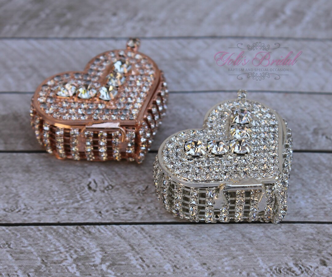 FAST SHIPPING! Beautiful Heart Crystal Ring Box, Wedding Gift, Wedding ...