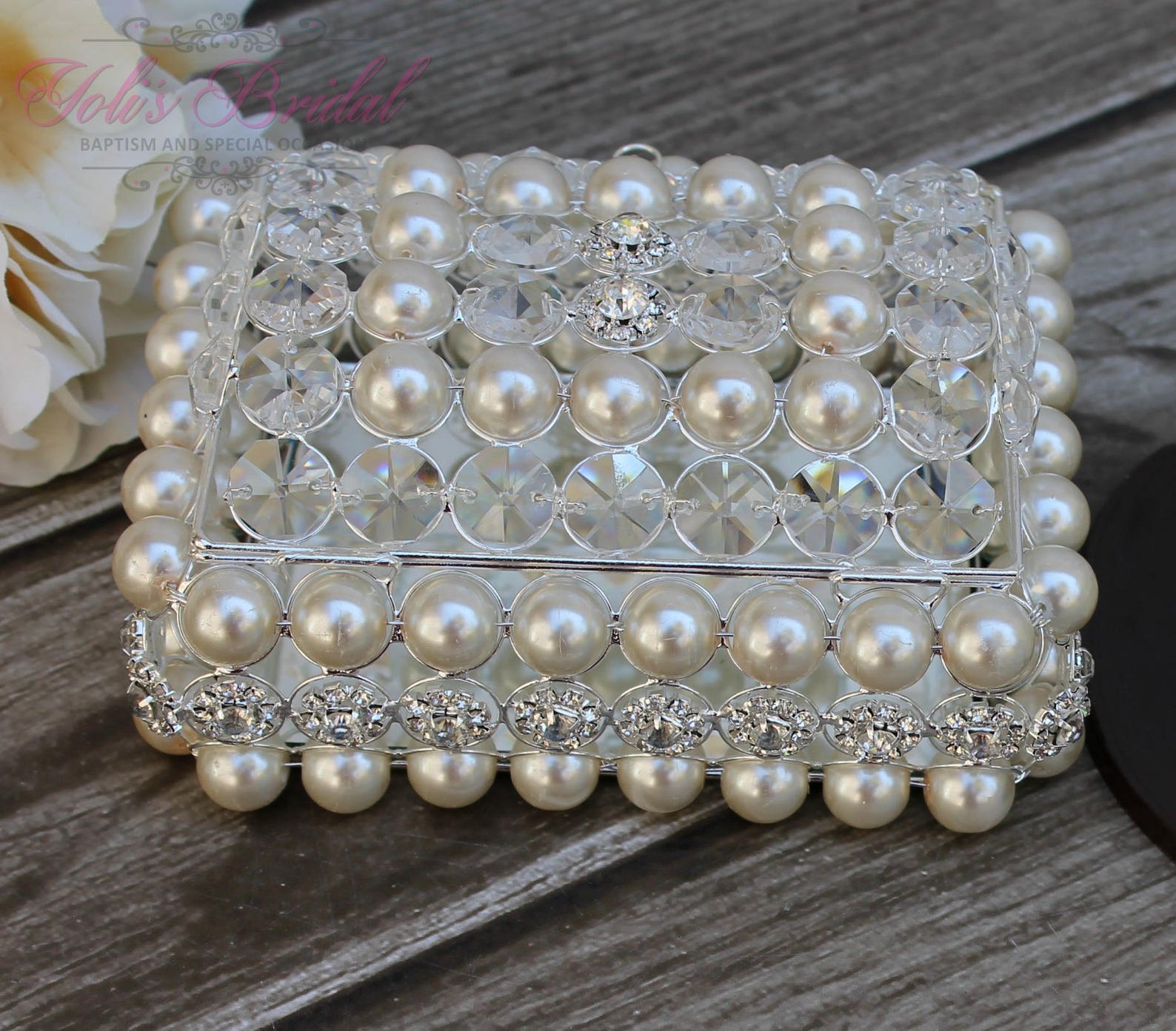 NEW Beautiful Crystal and Pearl Box Wedding Lasso Box - Etsy