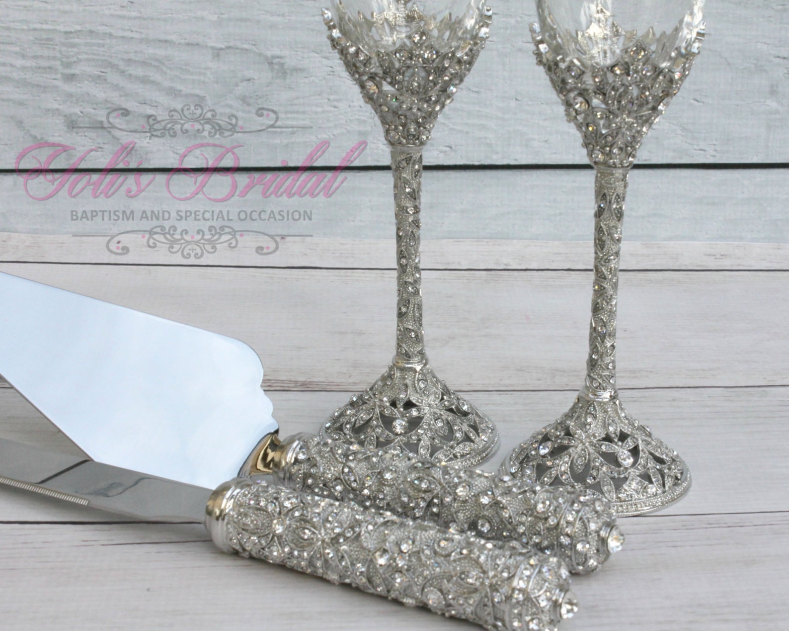 Swarovski Crystal Wedding Toast Set, Champagne Glasses, Weeding ...