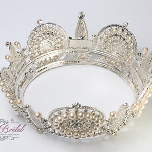 FAST SHIPPING!! Silver Pearls Round Crown, Circular Crown, Full Crown ...