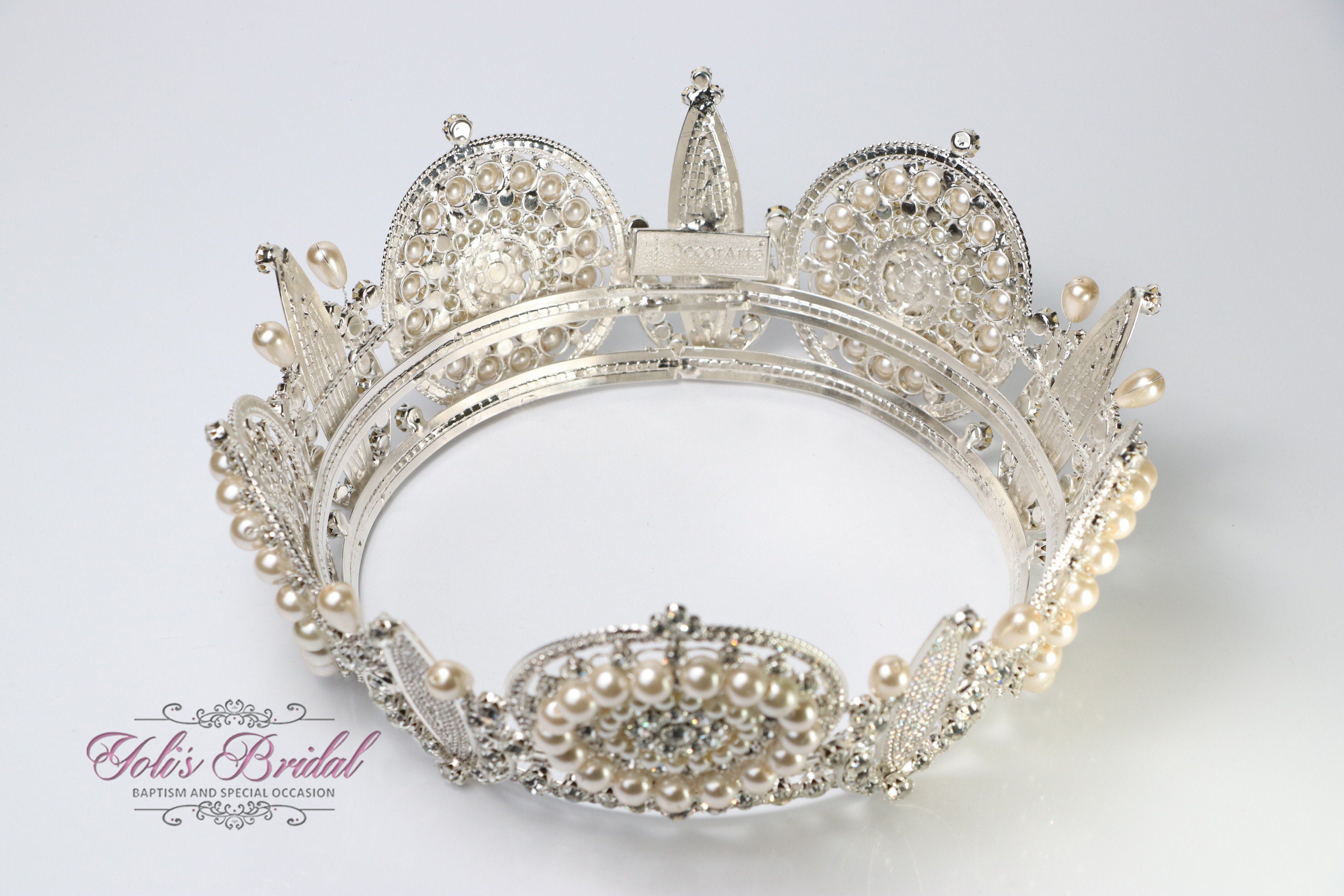 FAST SHIPPING!! Silver Pearls Round Crown, Circular Crown, Full Crown ...
