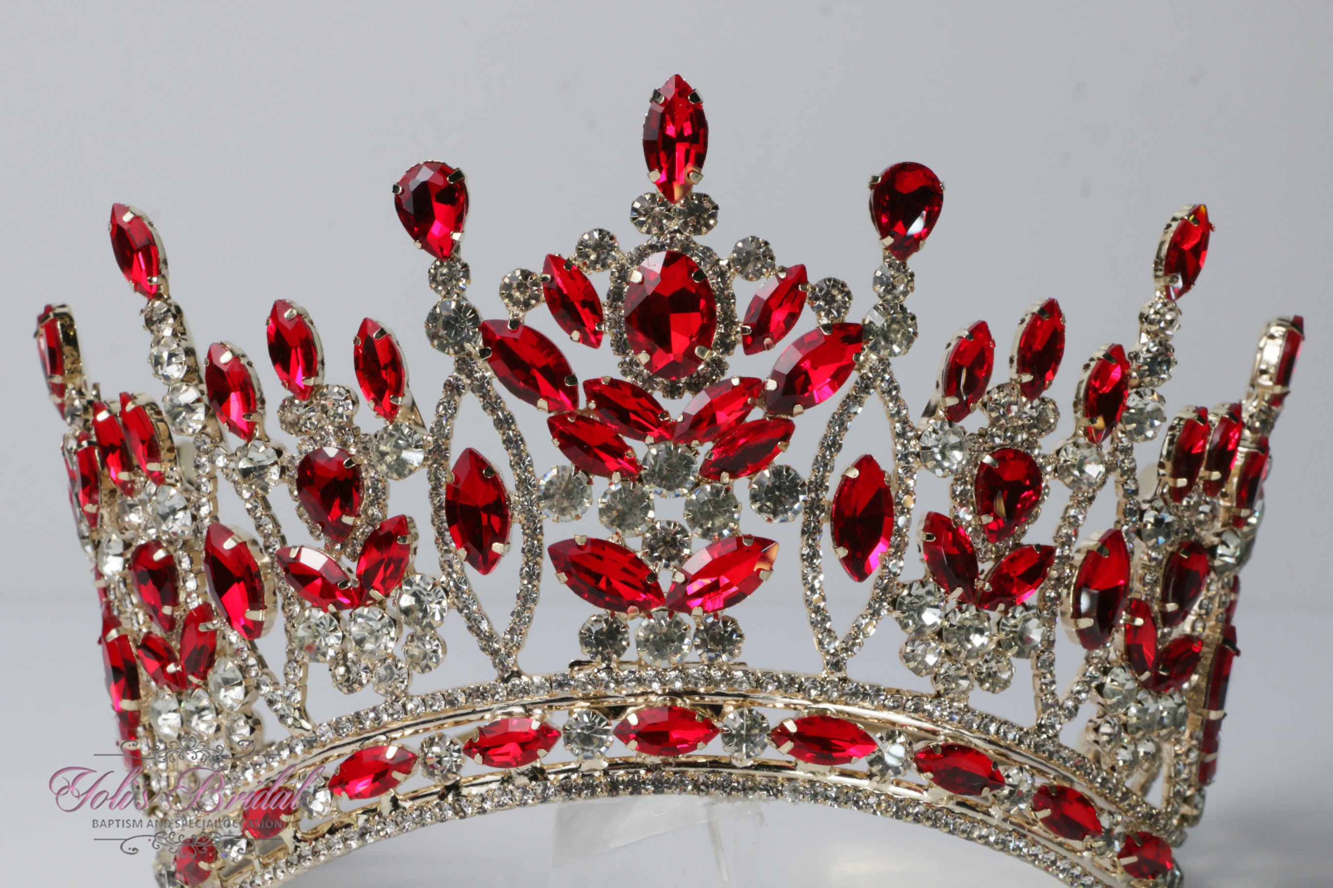 FAST SHIPPING! Gold With Red Stones Tiara, Gorgeous Gold Tiara, Red ...