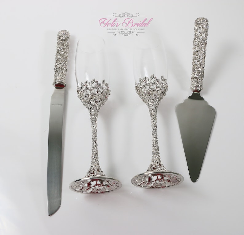 Swarovski Crystal Wedding Toast Set, Champagne Glasses, Weeding ...