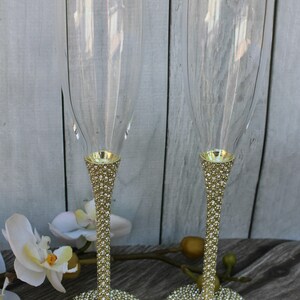 FAST SHIPPING!! Gold Swarovski Crystal Wedding Toast Set, Champagne ...