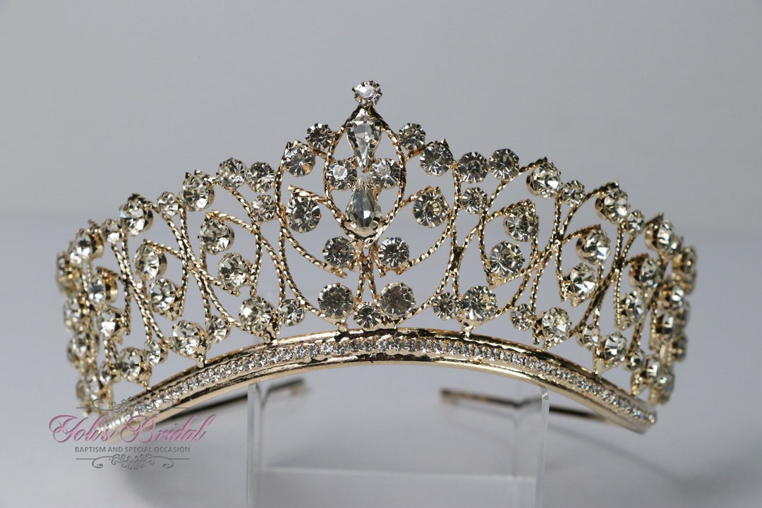 FAST SHIPPING! Gold Sparkling Tiara, Crystal Tiara, Wedding Tiara ...