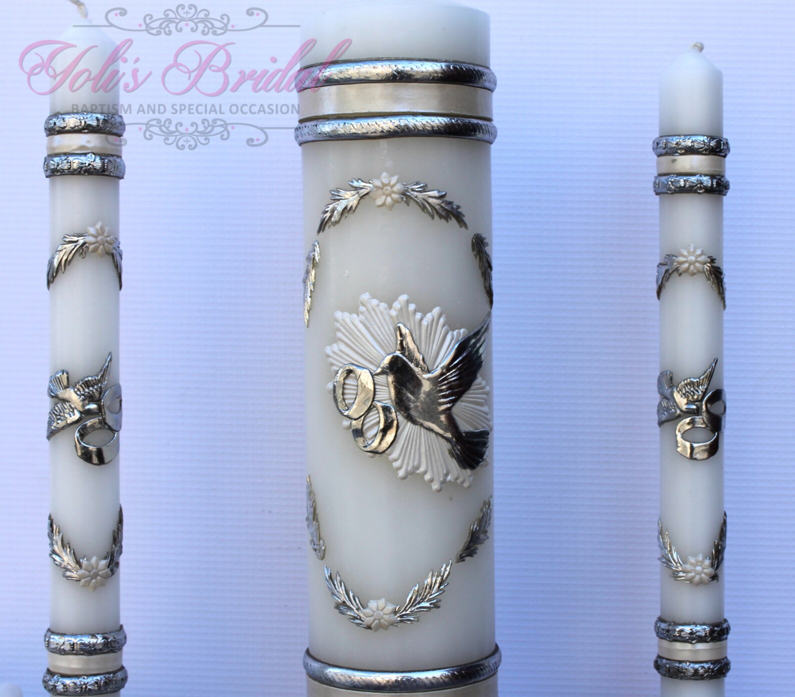 FAST SHIPPING Beautiful Silver Unity Candle Set With Silver - Etsy