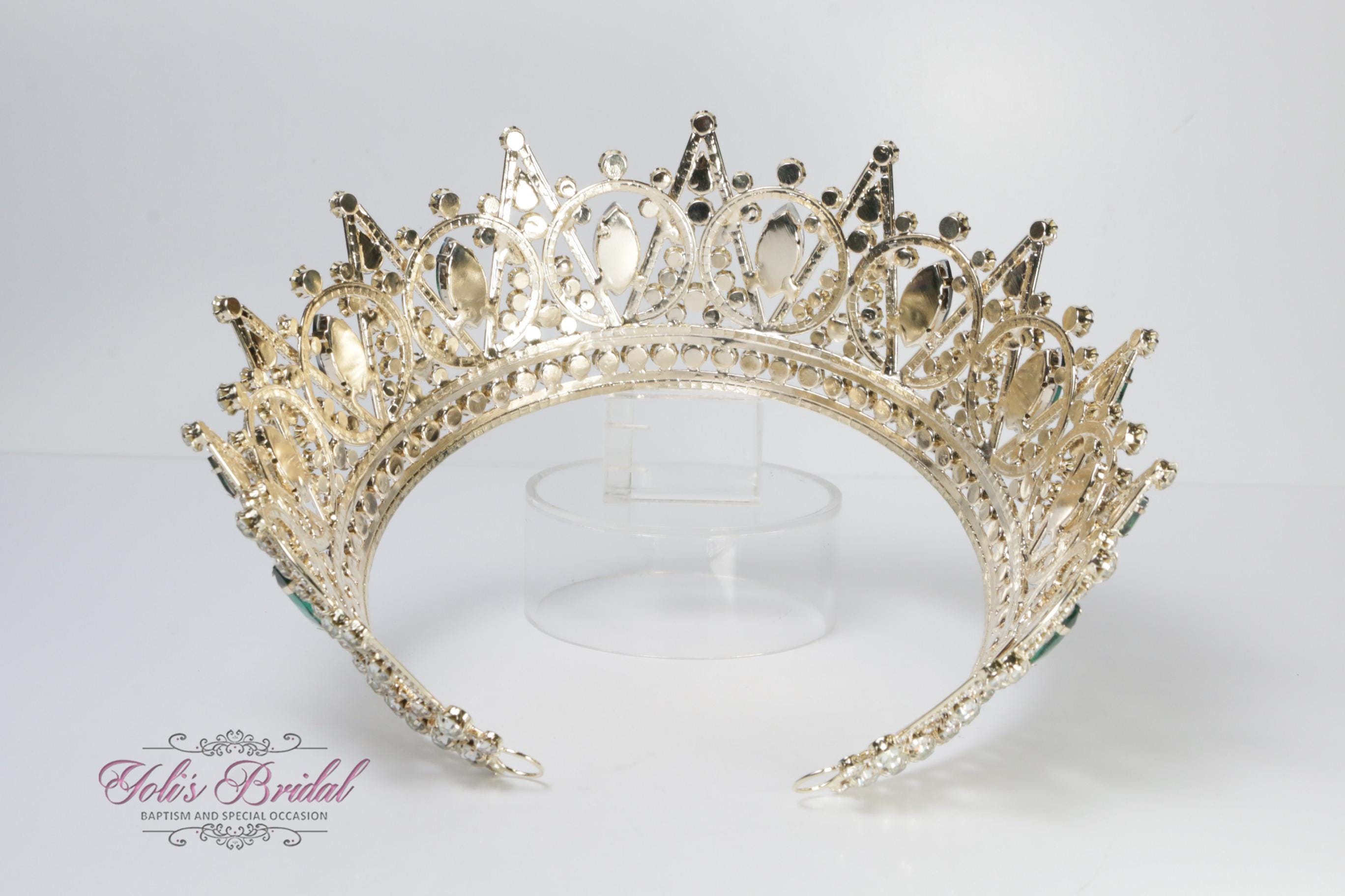 FAST SHIPPING!!! Gold With Jade Stones Crown, Gorgeous Gold Tiara ...