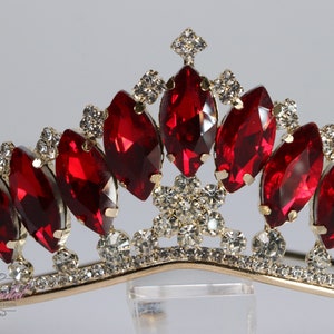 FAST SHIPPING!!! Beautiful Gold Tiara With Red Stones, Gold Tiara, Gold ...