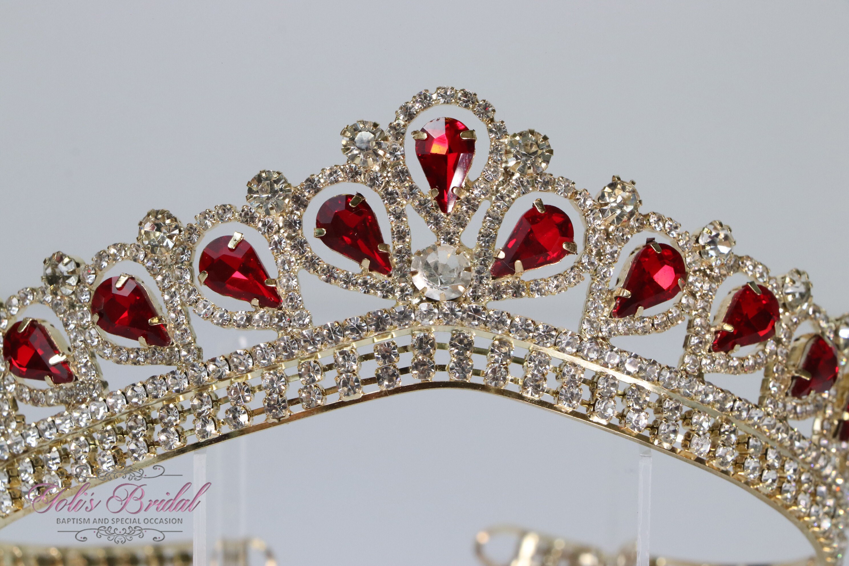 FAST SHIPPING!!! Gold With Red Stones Tiara, Gorgeous Gold Tiara ...