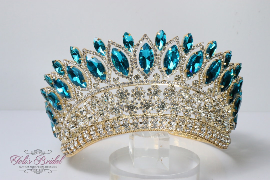 FAST SHIPPING!!! Gold With Turquoise Stones Tiara, Gorgeous Gold Tiara ...