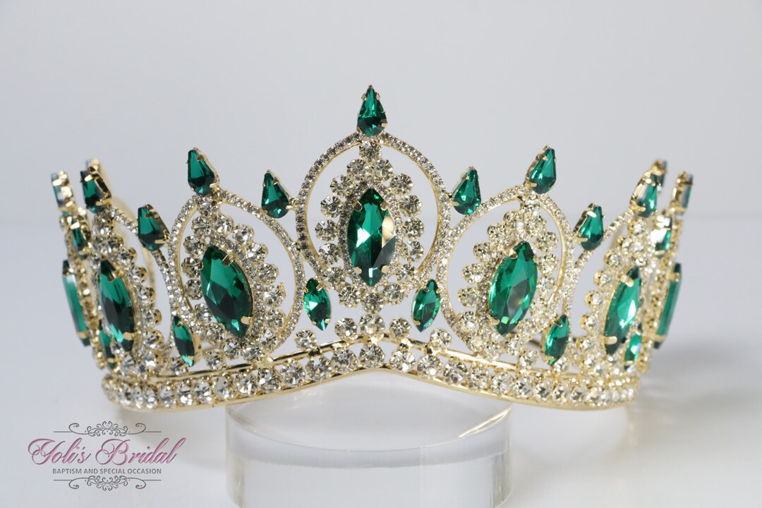 FAST SHIPPING!!! Gold With Jade Stones Crown, Gorgeous Gold Tiara ...