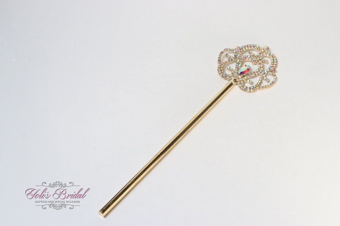 FAST SHIPPING! Beautiful Gold Scepter With Champagne Stones, Crystal ...