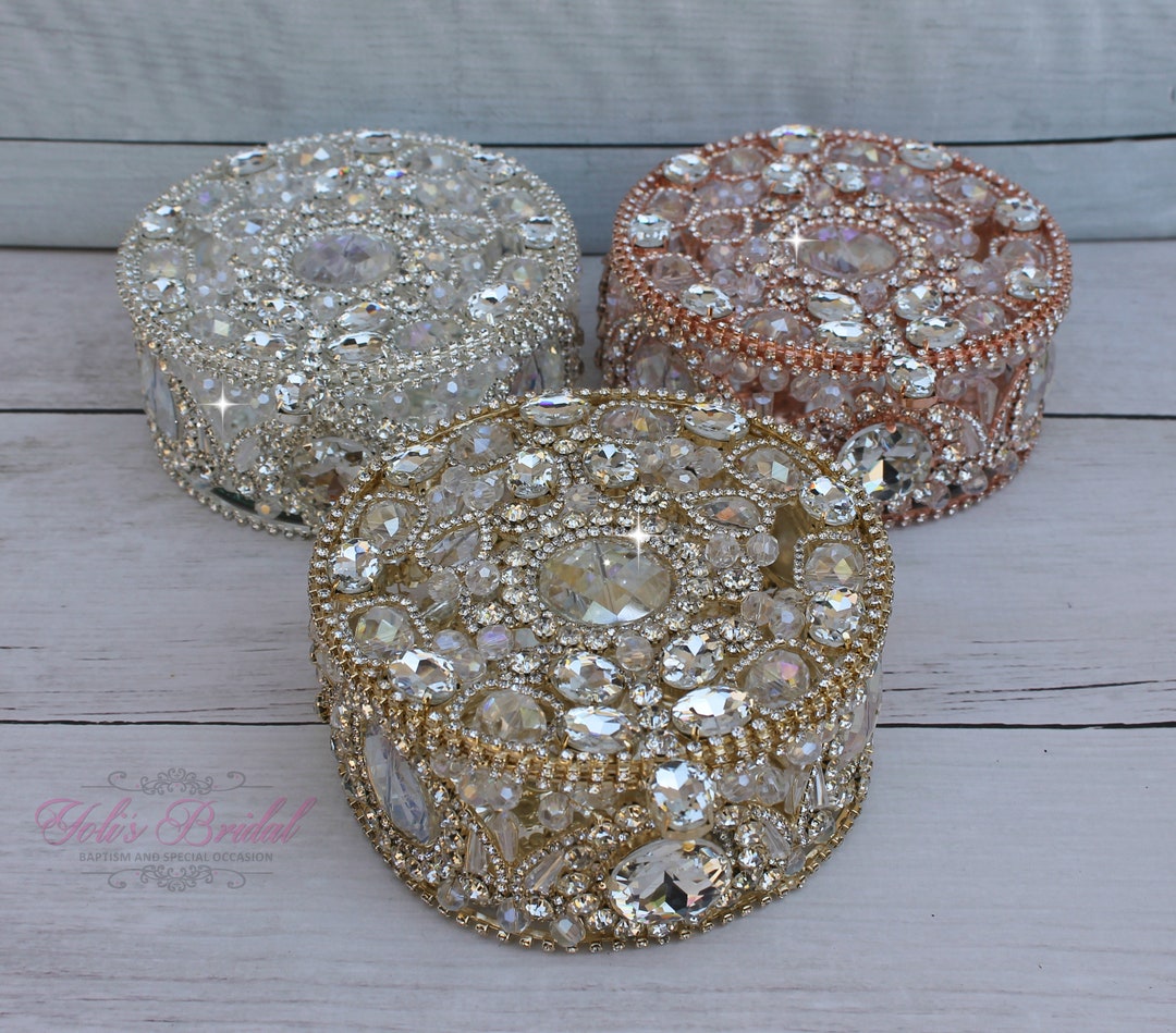 FAST SHIPPING!!! Beautiful Jewelry Box, Wedding Ring Box, Round Shaped ...