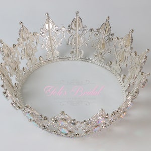 FAST SHIPPING!!! Silver Round Crown With AB Crystals, Royal Crown, Full ...