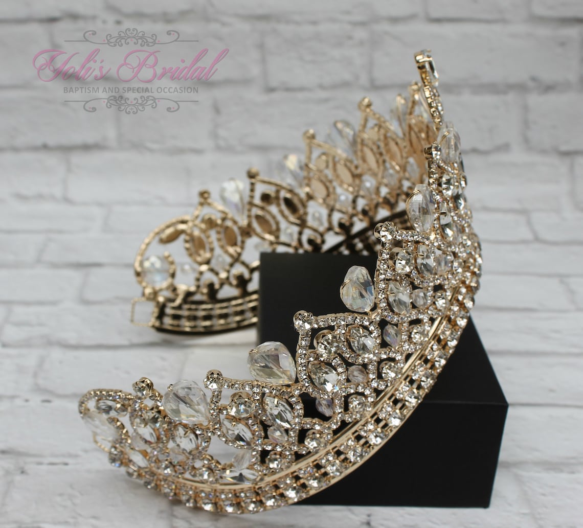 FAST SHIPPING! Gold Sparkling Tiara, Crystal Tiara, Wedding Tiara ...