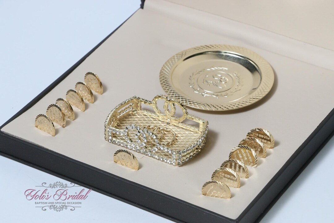 FAST SHIPPING! Gold Wedding Arras Set in a Beautiful Box, Gold Wedding ...