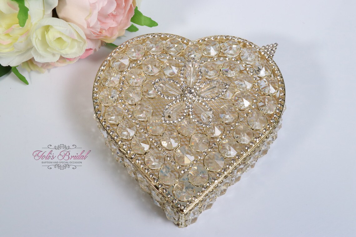 Gold Wedding Box, Lasso Box, Crystal Box, Treasure Chest, Wedding Gift ...