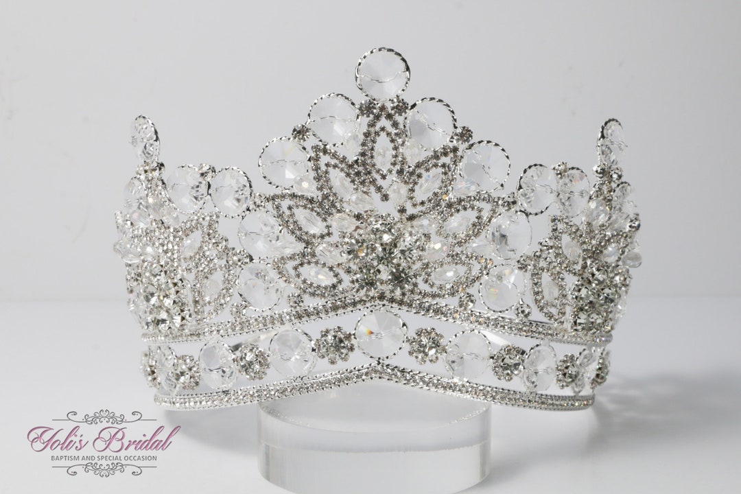 FAST SHIPPING!!! Silver Sparkling Tall Tiara, Silver Crystal Tiara ...