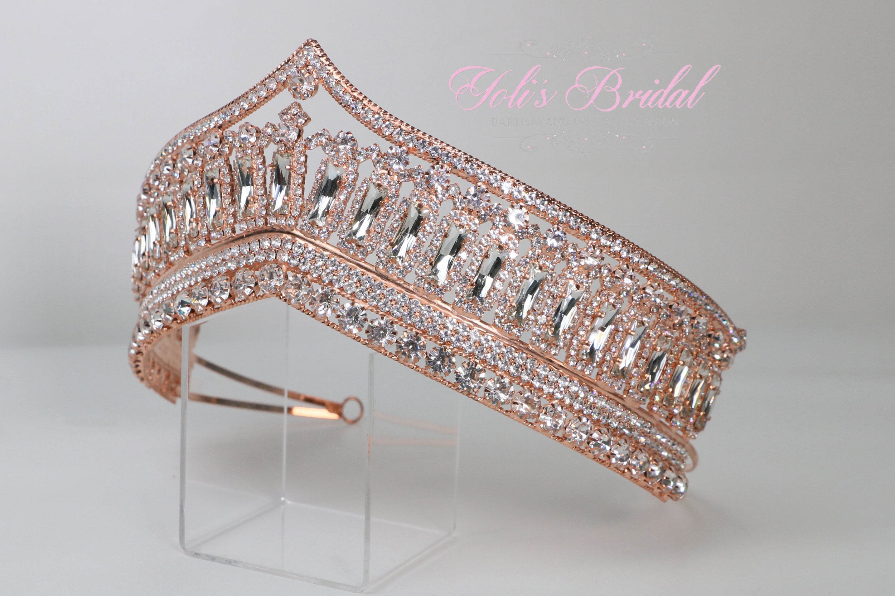 FAST SHIPPING Rose Gold Sparkling Tiara Rose Gold Crystal - Etsy