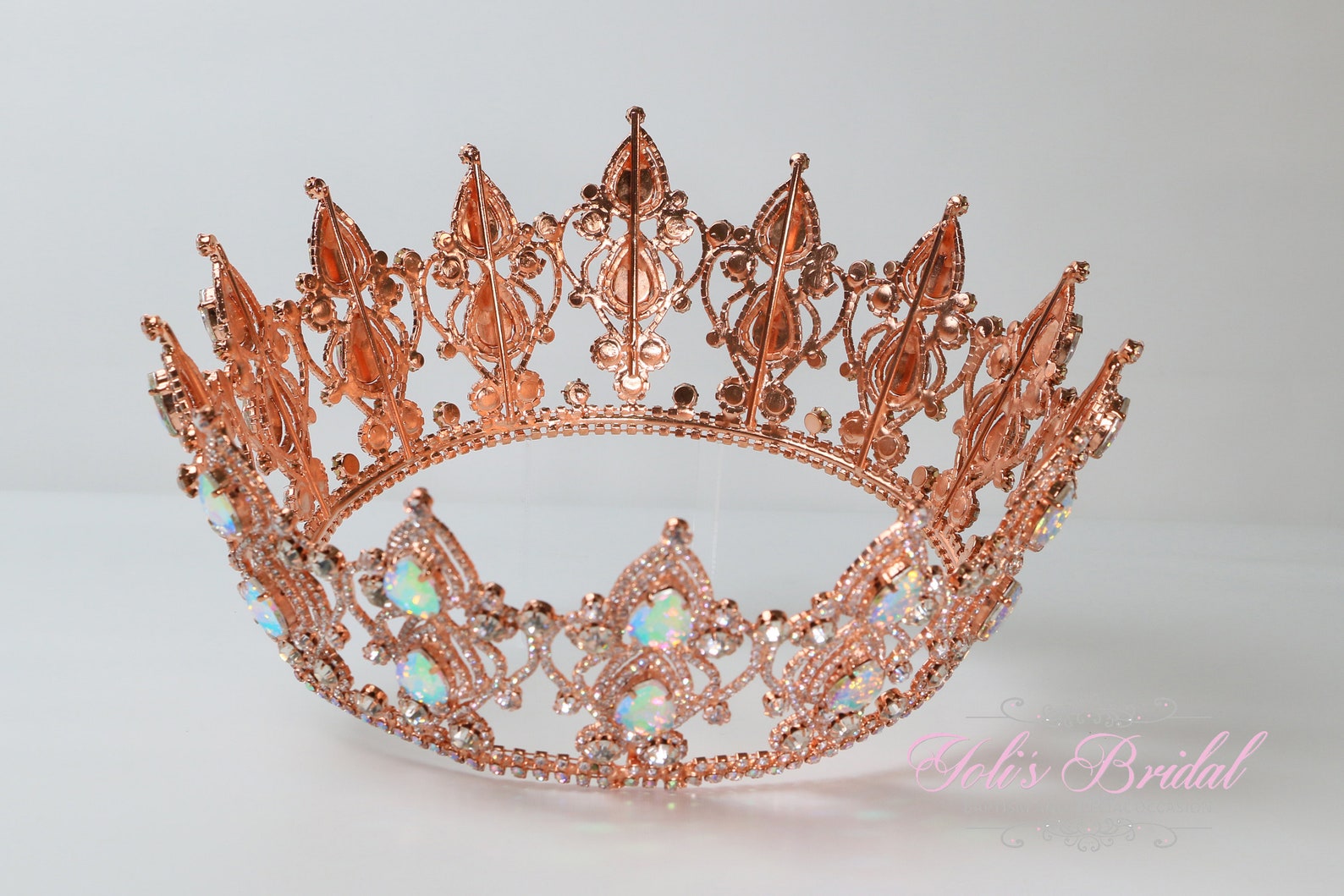 FAST SHIPPING Rose Gold Round Crown With AB Crystals Royal - Etsy