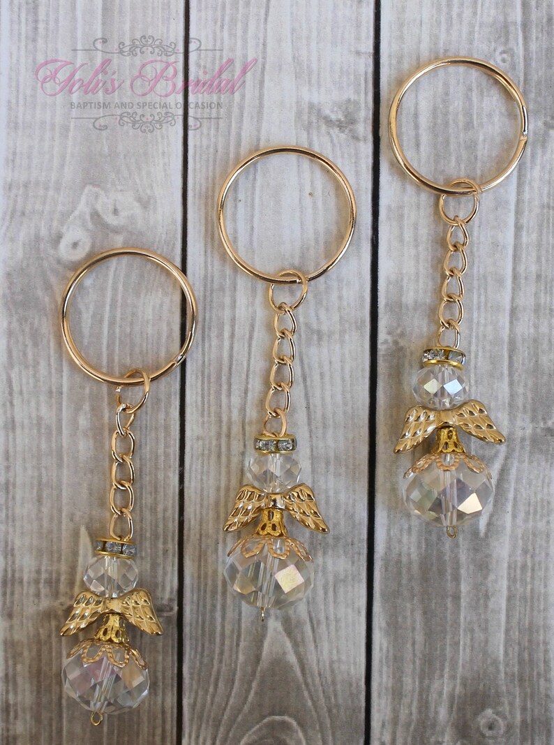 FAST SHIPPING 12 Pieces Gold Angel Key Chain Christening | Etsy