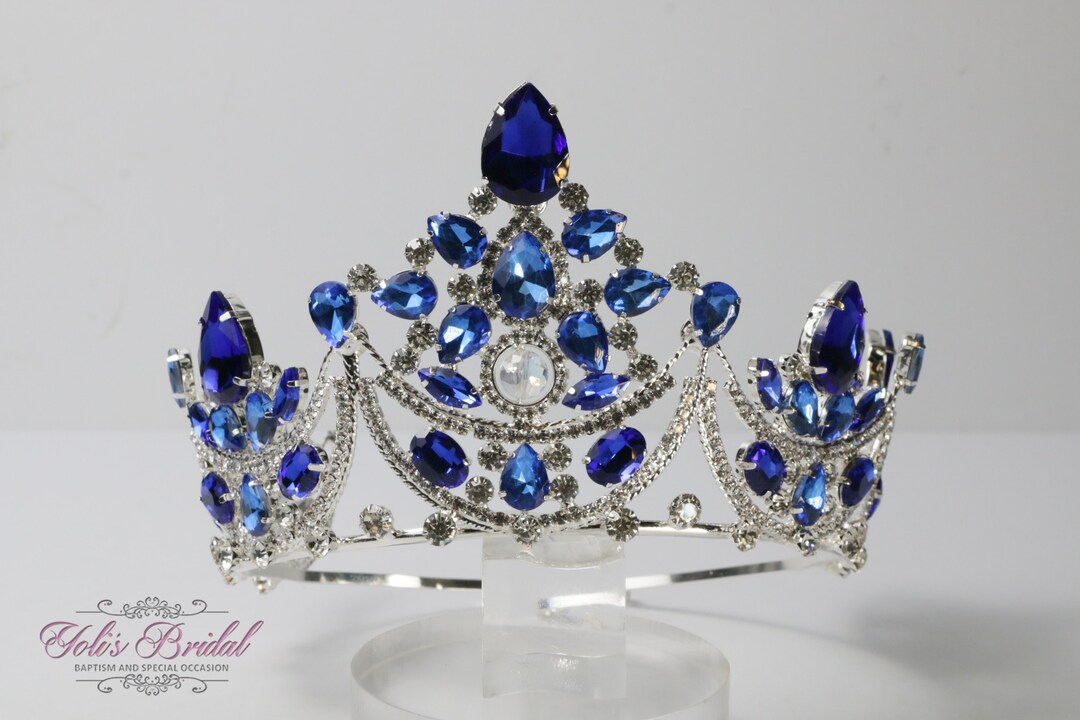 FAST SHIPPING! Silver With Royal Blue Stones Tiara, Gorgeous Silver ...