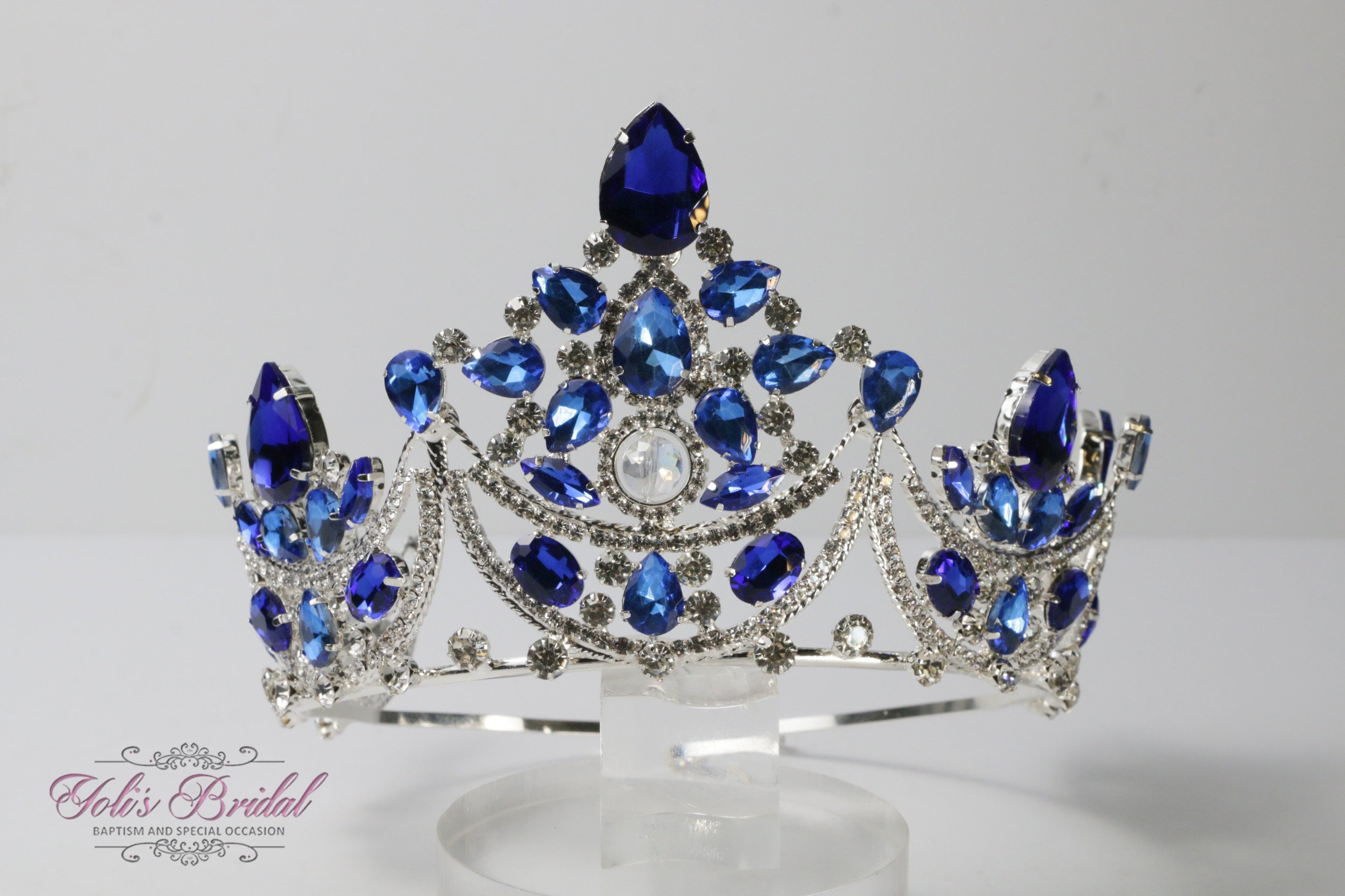 FAST SHIPPING! Silver With Royal Blue Stones Tiara, Gorgeous Silver ...