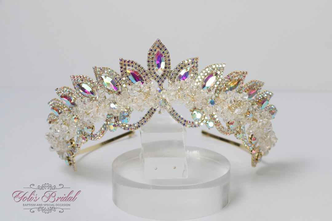 FAST SHIPPING! Gold AB Sparkling Tiara, Crystal Tiara, Wedding Tiara ...