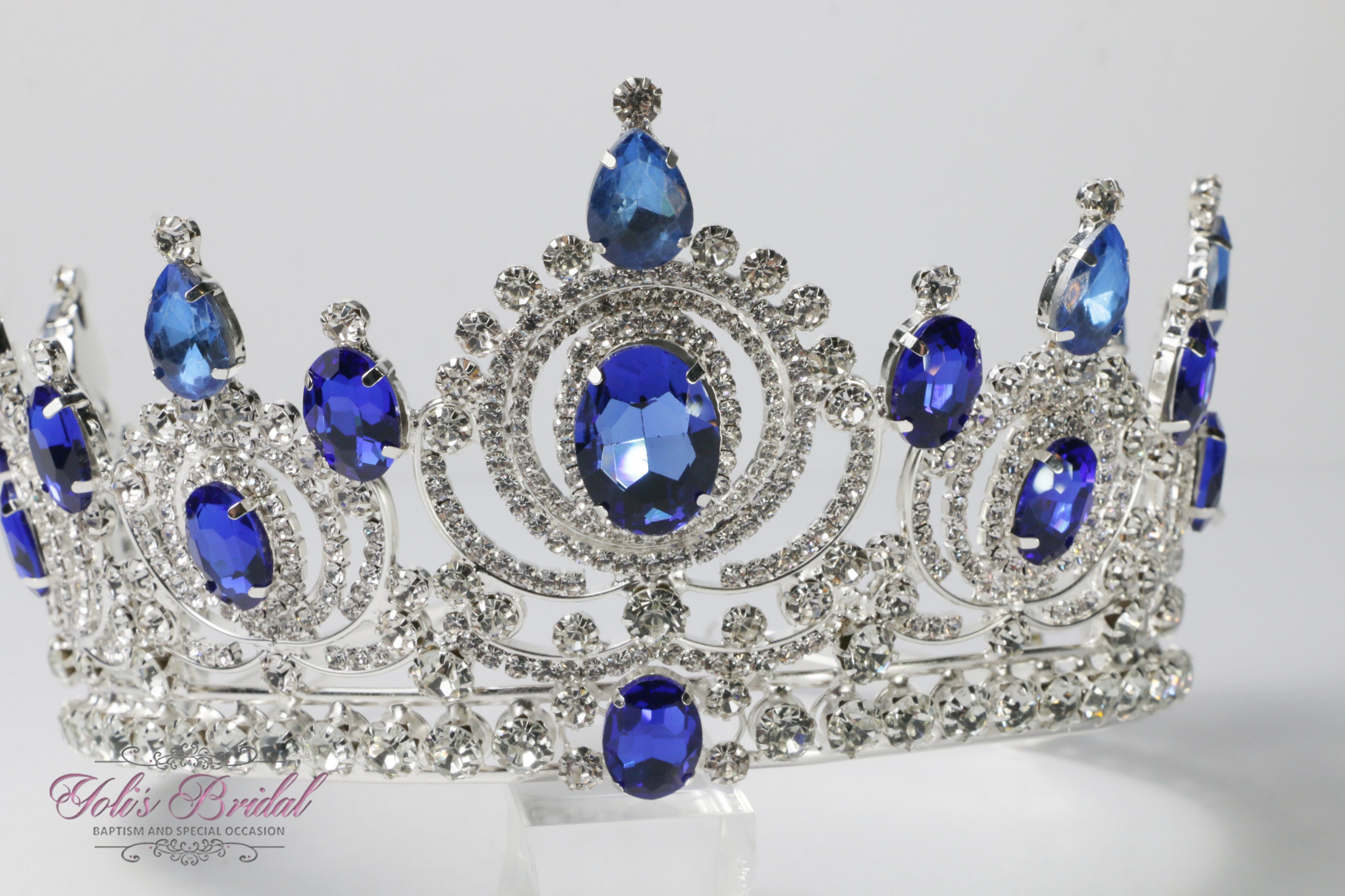 FAST SHIPPING! Silver With Royal Blue Stones Tiara, Gorgeous Silver ...