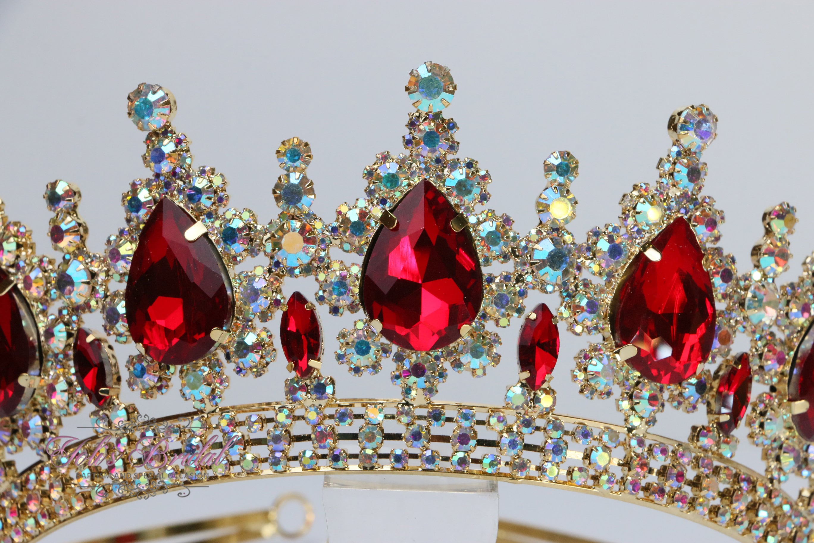 FAST SHIPPING!!! Gold AB With Red Stones Crown, Gorgeous Gold Tiara ...