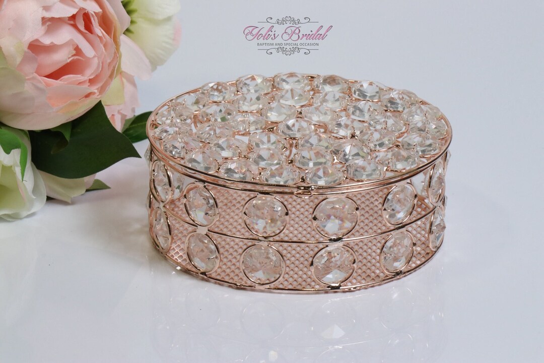 Rose Gold Wedding Box, Lasso Box, Crystal Box, Treasure Chest, Wedding ...