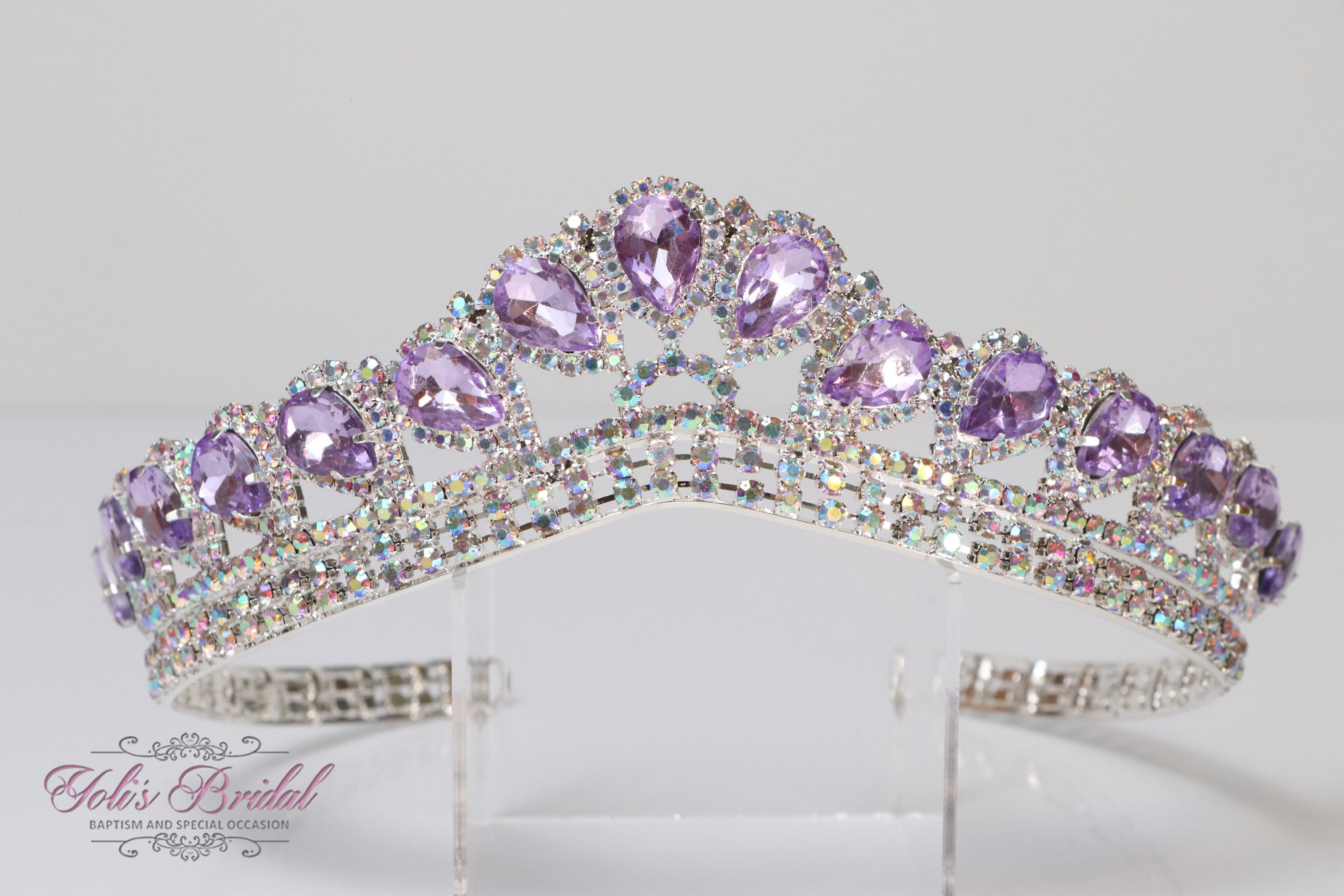 FAST SHIPPING!!! Silver With Lilac and AB Stones Tiara, Gorgeous Silver ...